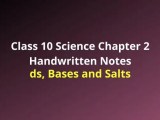Class 10 Science Chapter 2 Acids Bases And Salts Handwritten Notes