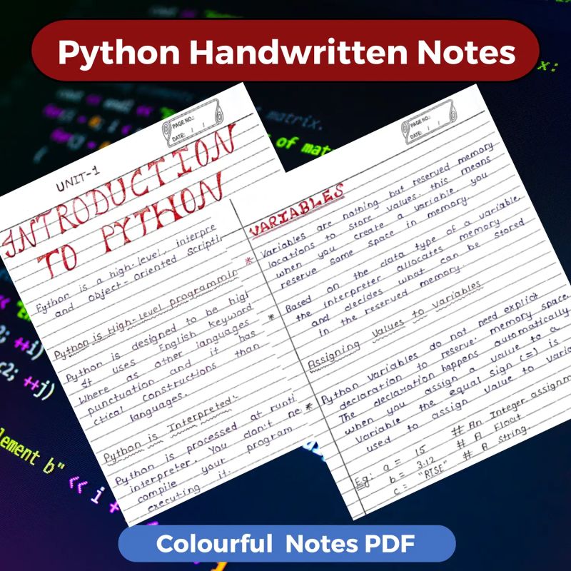 Python Handwritten Notes 100 Pages By Python Hub Pdf - Dark Design Collection - Desktop Quality