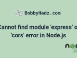 Cannot Find Module Express Or Cors Error In Node Js Bobbyhadz