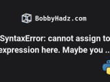 Syntaxerror Cannot Assign To Expression Here Maybe You Meant