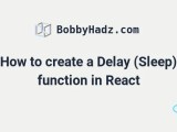 How To Create A Delay Sleep Function In React Bobbyhadz