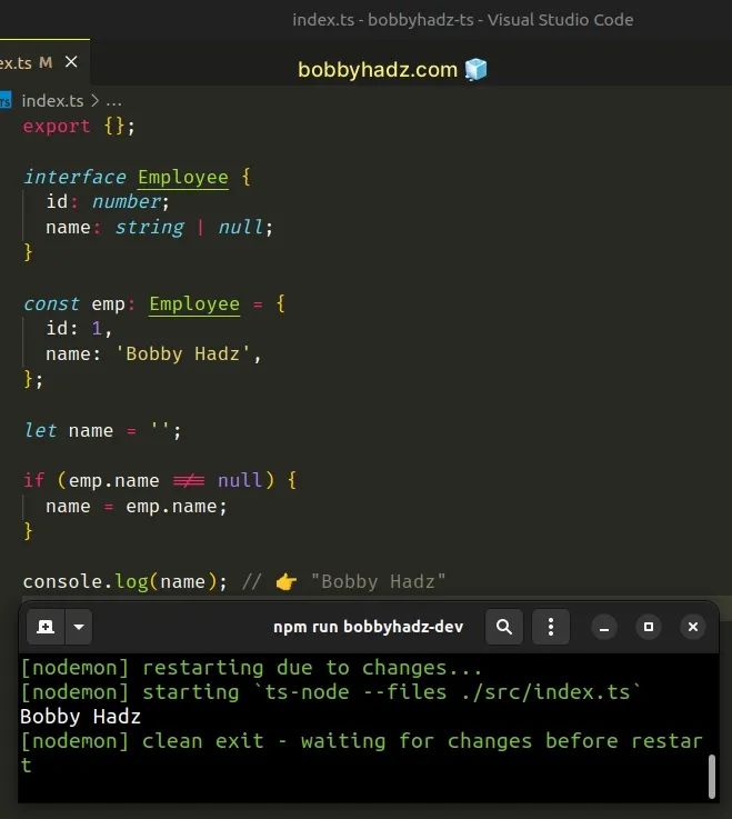 Type 'string or null' is not assignable to type string (TS) | bobbyhadz