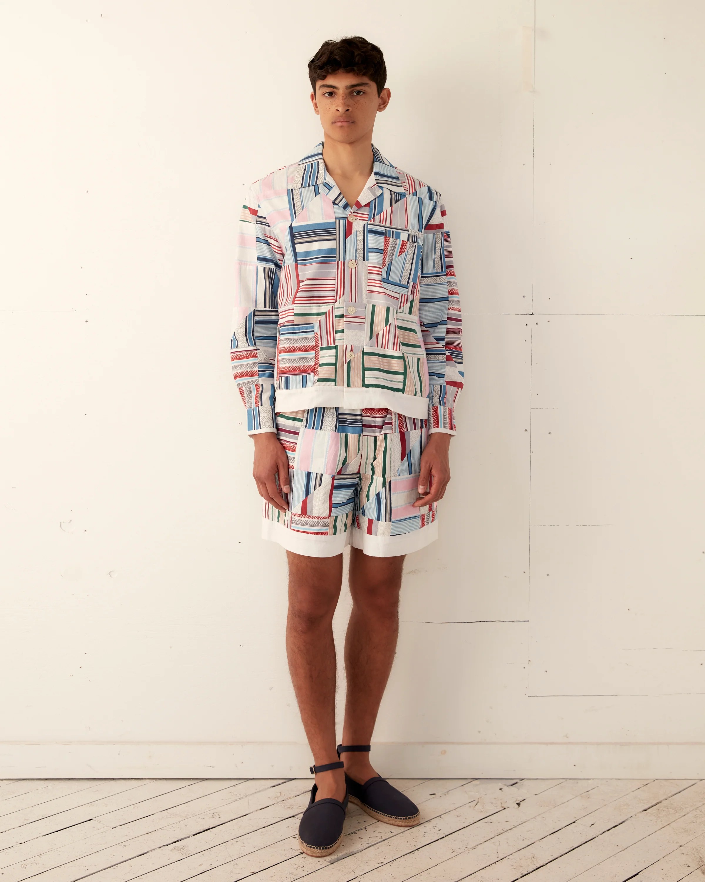 Patchwork Oxford Shorts Bode