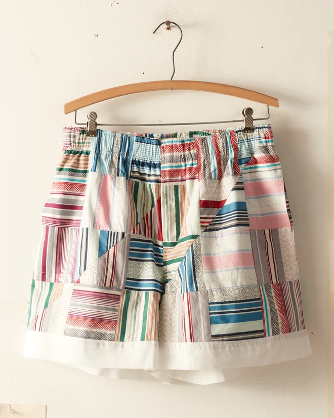 Patchwork Oxford Shorts Bode