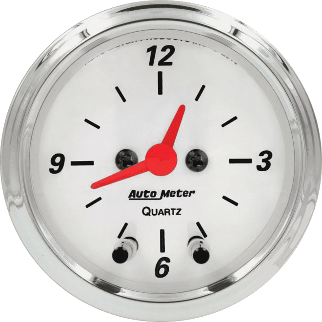 1385 Auto Meter Arctic White 2 1/16″ Quartz Clock 12 volt or 16 volt ...