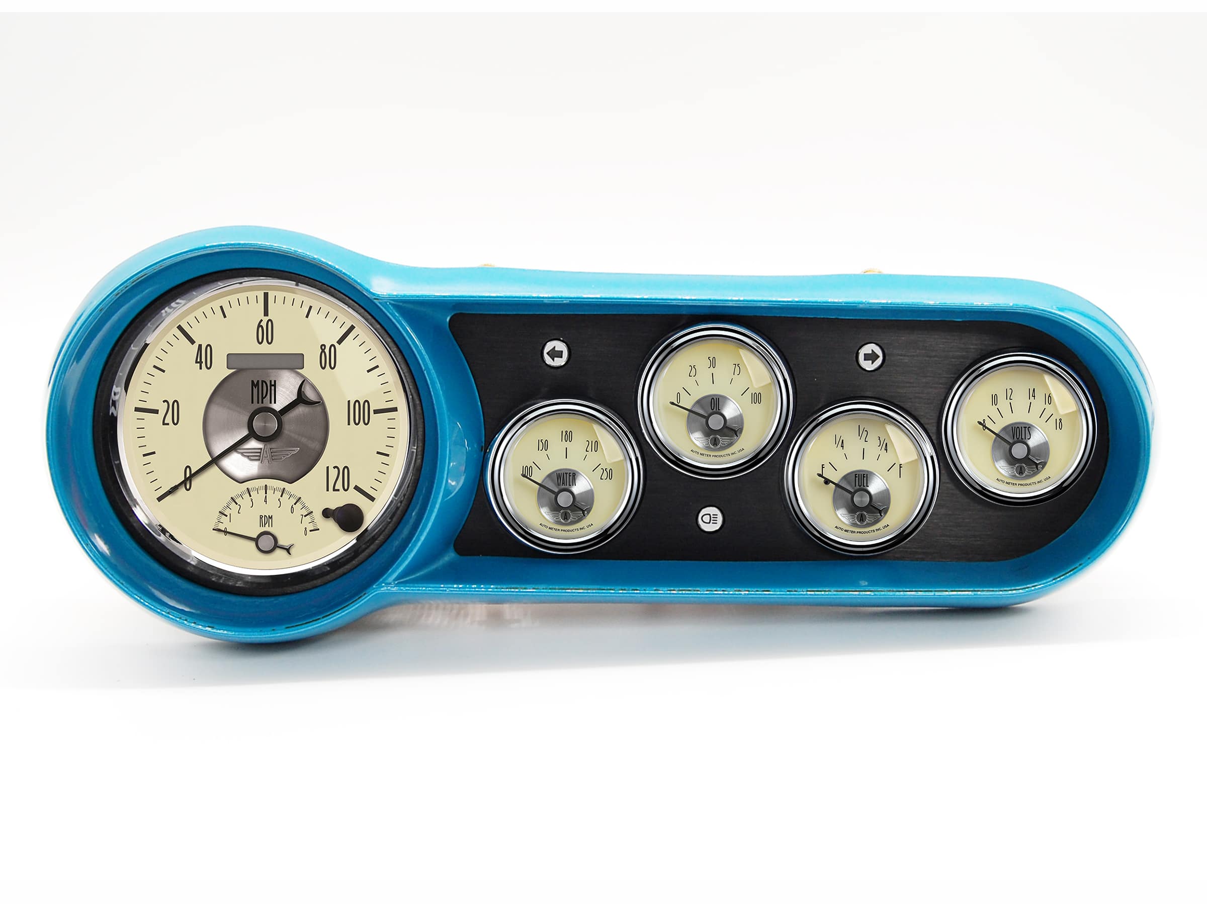 1953-1954 Chevy Car Gauge Panels w/ Auto Meter Antique Ivory Gauges ...