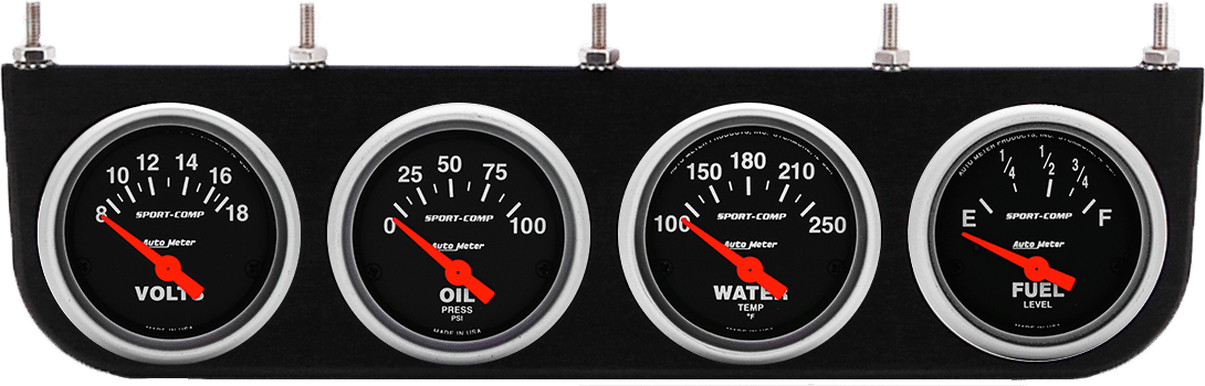 4 Gauge Under Dash Aluminum Panel w/ 2 1/16″ Auto Meter Sport-Comp ...