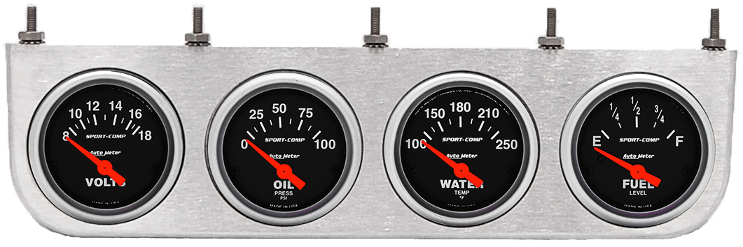 4 Gauge Under Dash Aluminum Panel w/ 2 1/16″ Auto Meter Sport-Comp ...