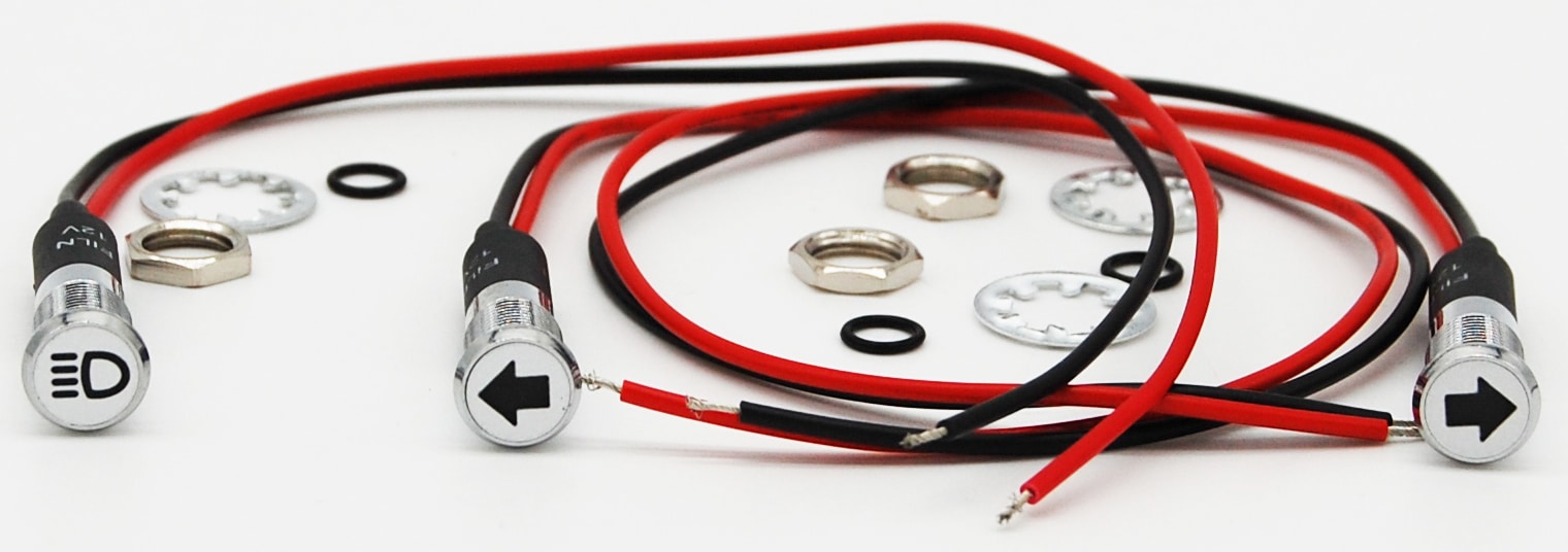 LED007 Modern 8mm LED Indicator Lights w/ Dash Symbols (set of 3 ...