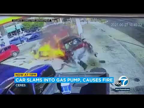 Watch what predictably happens when a car slams into a gas pump - Boing ...