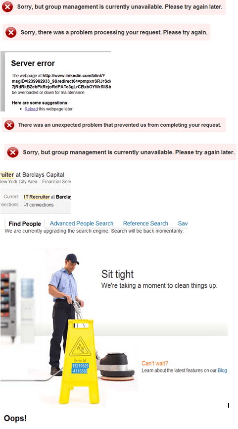 Temporary Errors on #LinkedIn | Boolean Strings