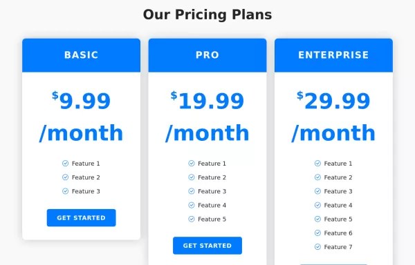 Professional Bootstrap Pricing Table Bootstrap 5 Example