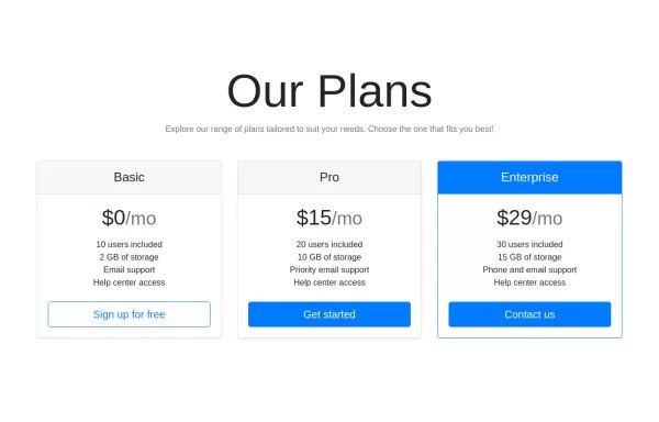 Pricing Card Bootstrap 5 Example