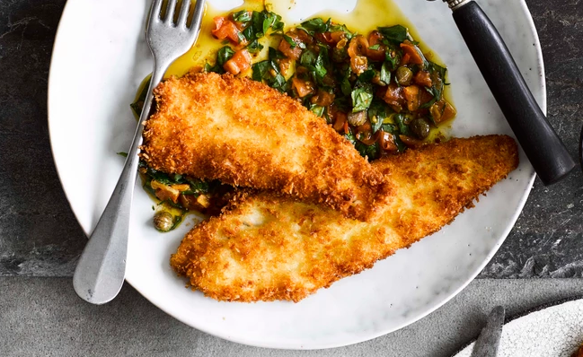 Breaded Plaice With Sauce Vierge - Bradley's Fish