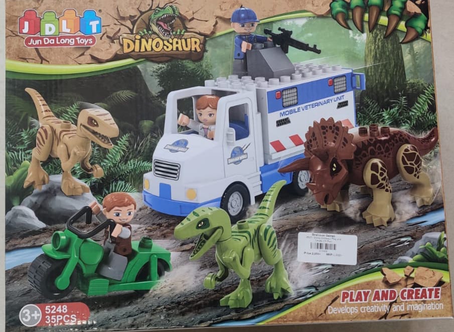 JDLT - Bricks Dinosaur Play and Create (35 Pcs) - Brain Box Games