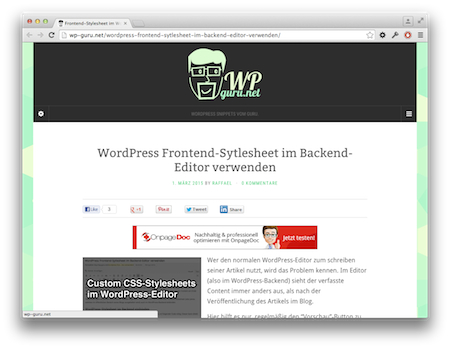 WordPress Frontend-Stylesheet im Backend-Editor verwenden – Branko Čanak