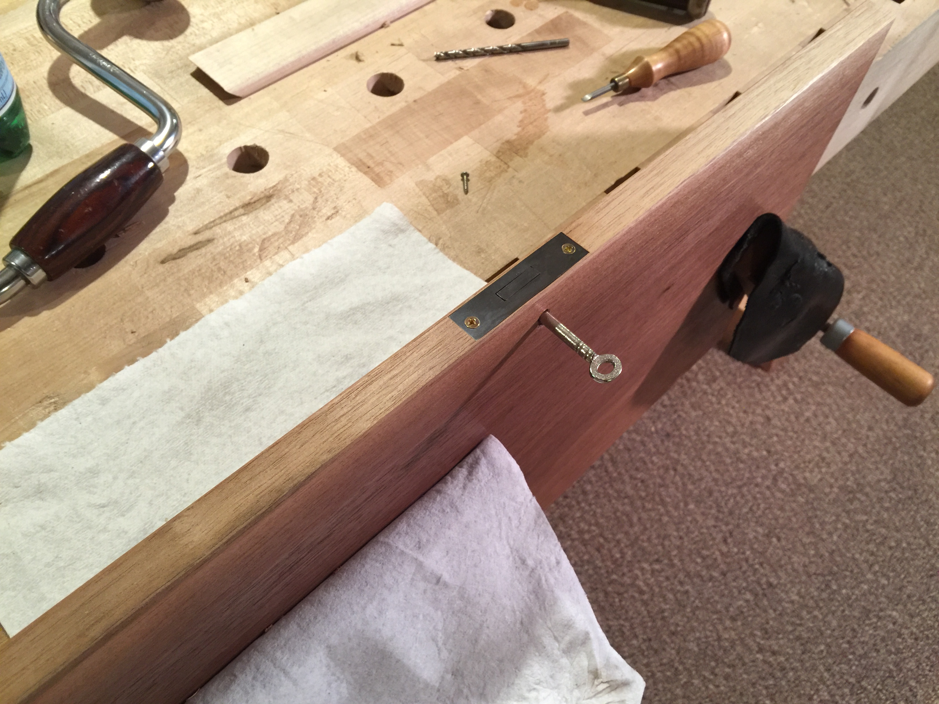 Locking the Butler's Desk - Mortise Lock Installation