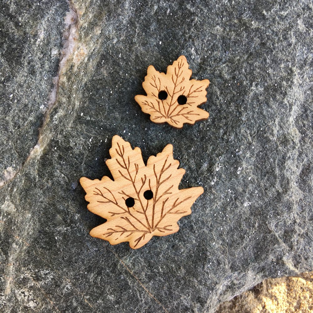Natural Maple Leaf Buttons - Brickbubble