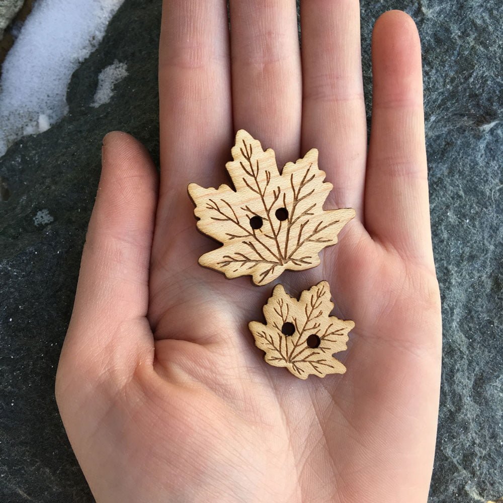 Natural Maple Leaf Buttons - Brickbubble
