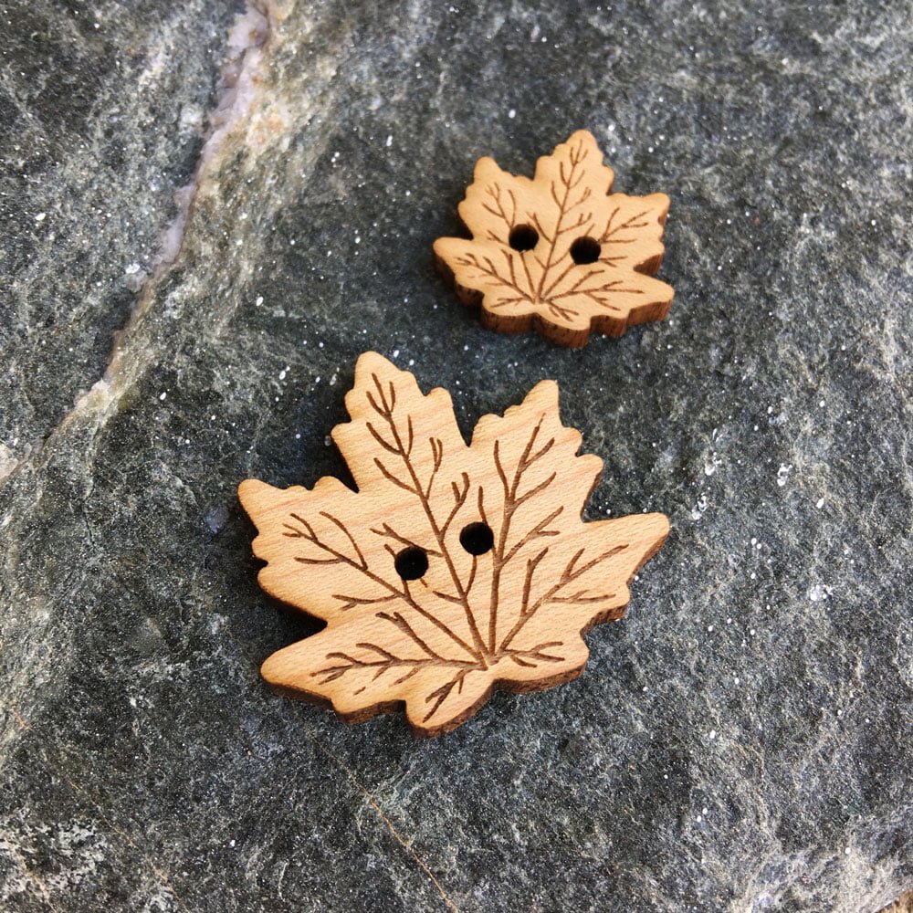 Natural Maple Leaf Buttons - Brickbubble