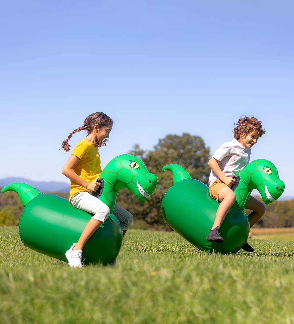 HearthSong Inflatable Ride-On Hop ‘n Go Dinosaurs, Set of Two – Bright Isle