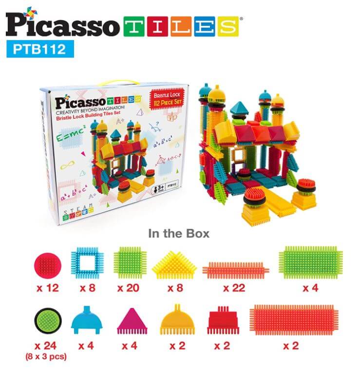 Bristle Shape Blocks Building Set – 112pc Set – Bright Isle