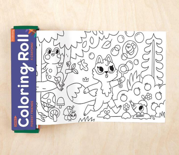 Forest Friends Mini Coloring Roll – Bright Isle