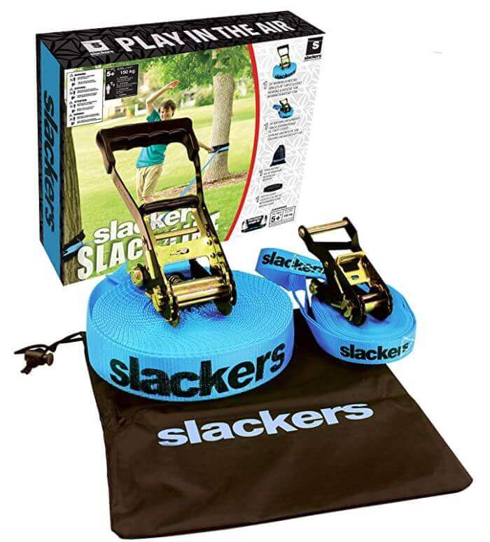 Slackers 50-Feet Slackline Classic Set with Bonus Teaching Line ...