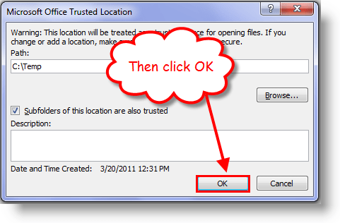 How to Set a Trusted Location | BTAB Development