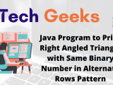 Java Program To Print Right Angled Triangle With Same Binary Number In