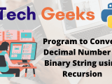 Python Program To Convert Decimal Number To Binary String Using