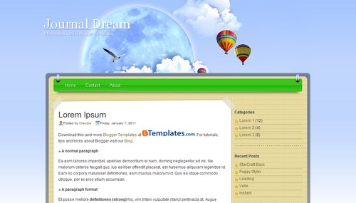 Journal Dream Blogger template - BTemplates
