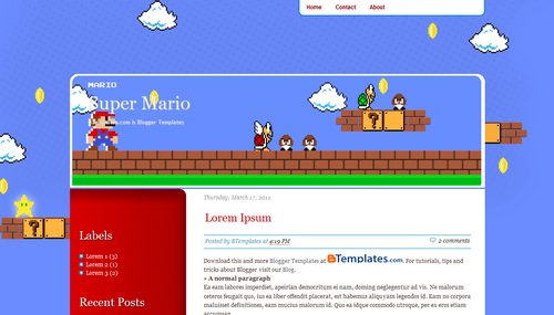 Super Mario Blogger template - BTemplates