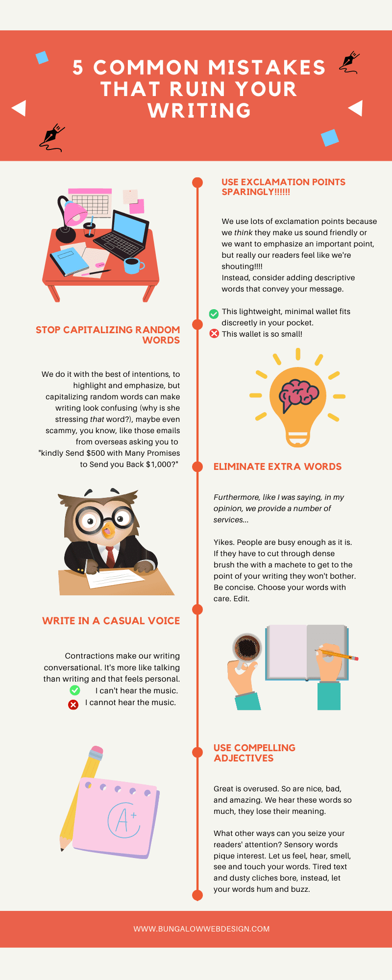 5 Common Mistakes That Ruin Your Writing | Bungalow Web Design