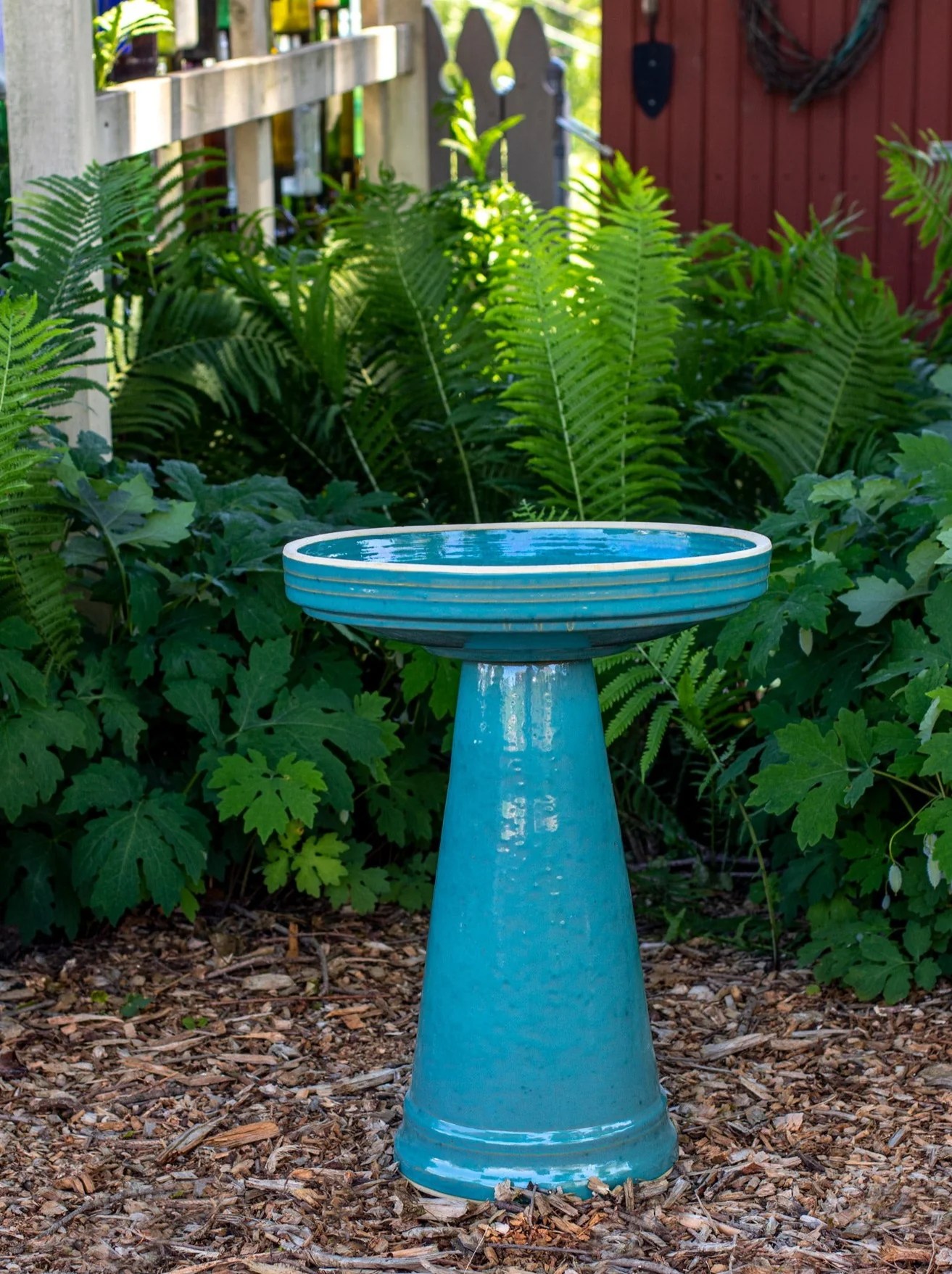 Simple Elegance Birdbath Set Mosaic Turquoise Burleypottery