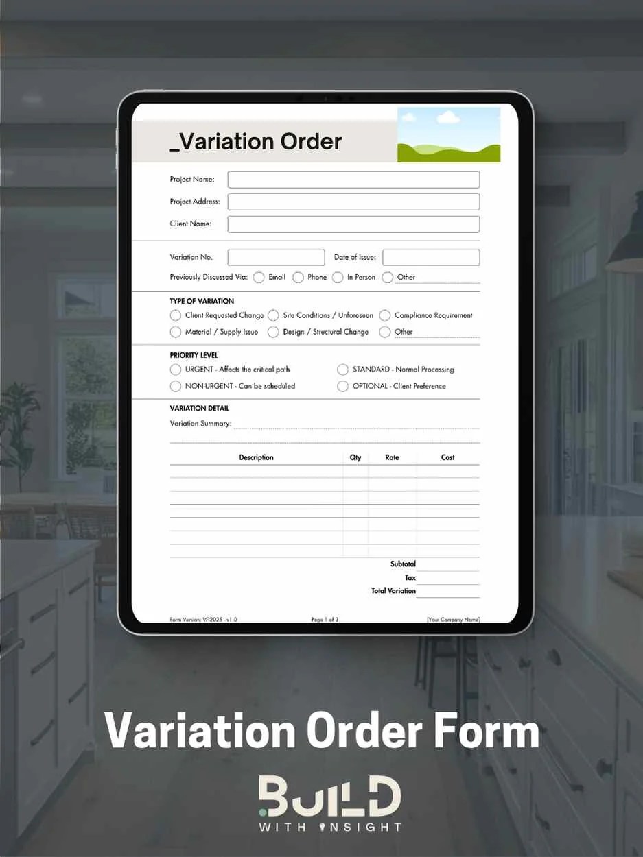 Project Variation Form Build With Insight