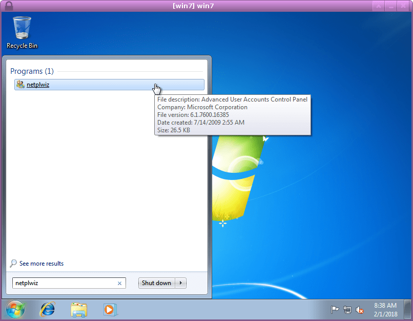 Windows 7 Start Menu netplwiz – Bytefreaks.net