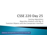 Ppt Sorting Algorithms Algorithm Analysis And Big O Function