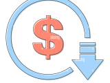 Cost Reduction Decrease Dollar Icon Vector Symbol Image Isolated On