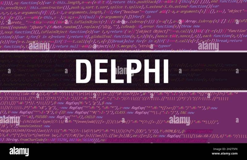 Delphi Text Written On Programming Code Abstract Technology Background - Colorful Illustration Collection - 8K Quality