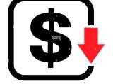 Cost Reduction Decrease Dollar Icon Vector Symbol Image Isolated On