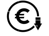 Cost Reduction Decrease Euro Icon Vector Symbol Image Isolated On