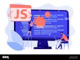 Programmers Using Javascript Programming Language On Computer Tiny