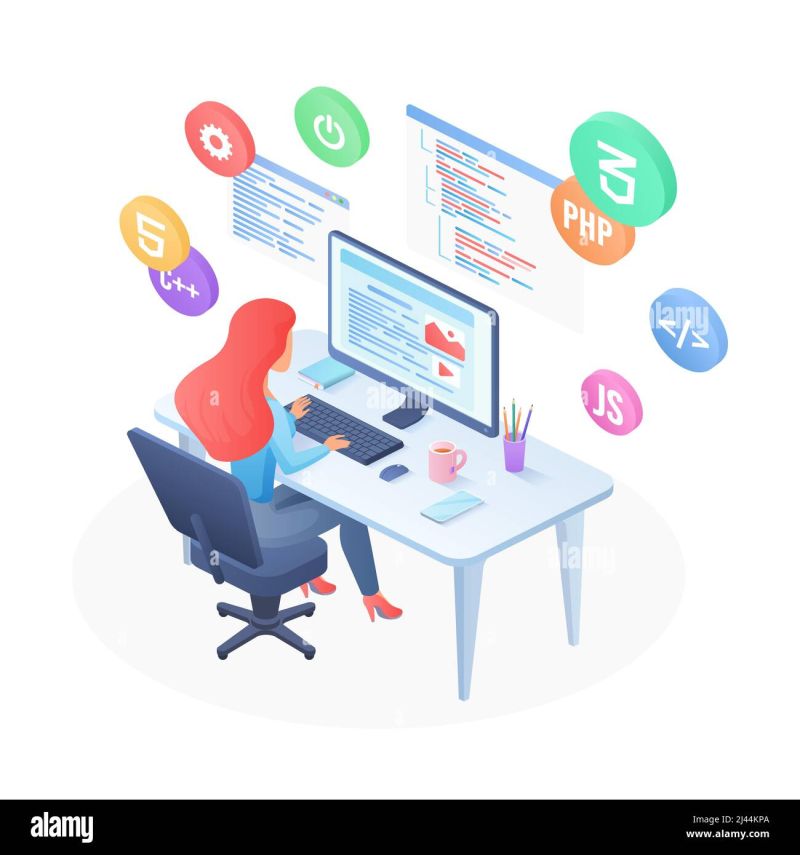 It Worker Coding In Programming Languages To Construct Algorithms Stock Photos Motion Array - Premium Mountain Art - Desktop