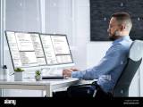 Developer Programmer Man Coding Software On Computer Stock Photo Alamy