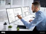 Developer Programmer Man Coding Software On Computer Stock Photo Alamy