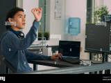 Software Programer Writing Code And Using Holographic Program With