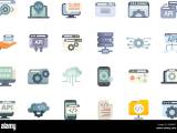 Api Icons Set Flat Vector Code Develop Computer Software Isolated