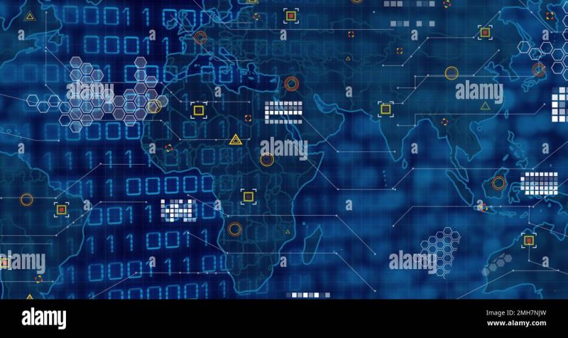 Composition Of World Map Data Processing With Binary Coding Stock - Retina Ocean Textures for Desktop