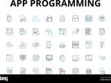 App Programming Linear Icons Set Programming Development Design